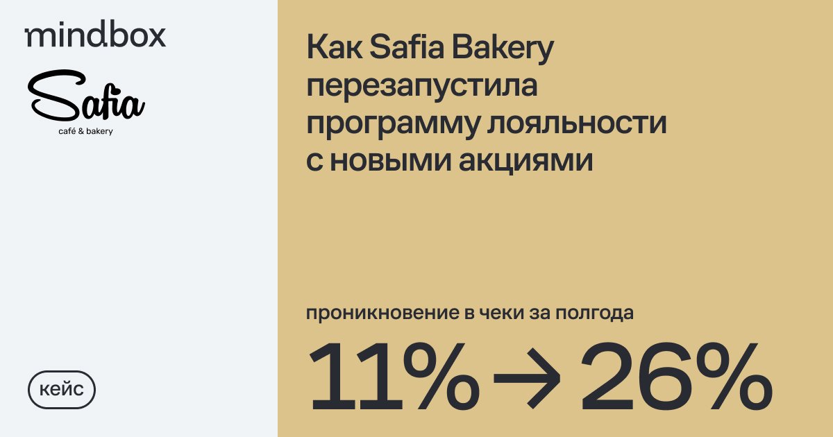 Safia Bakery перезапустила программу лояльности с новыми акциями: 11% → 26% проникновение в чеки ...