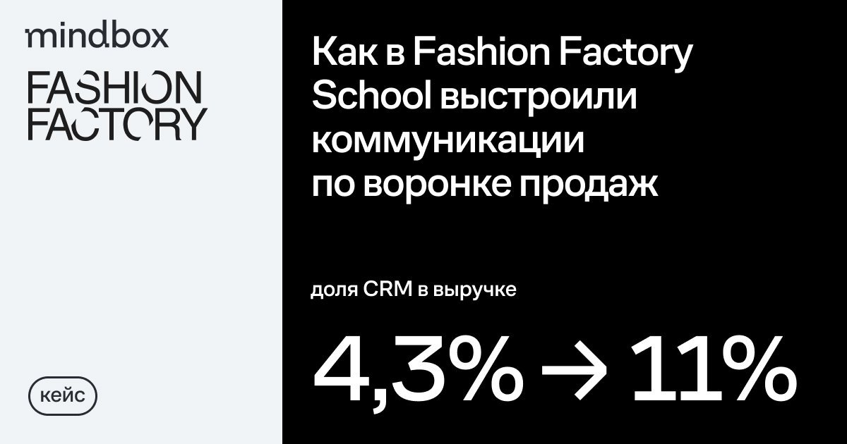 4,3% → 11% доля CRM в выручке. Как в Fashion Factory School выстроили коммуникации по воронке ...