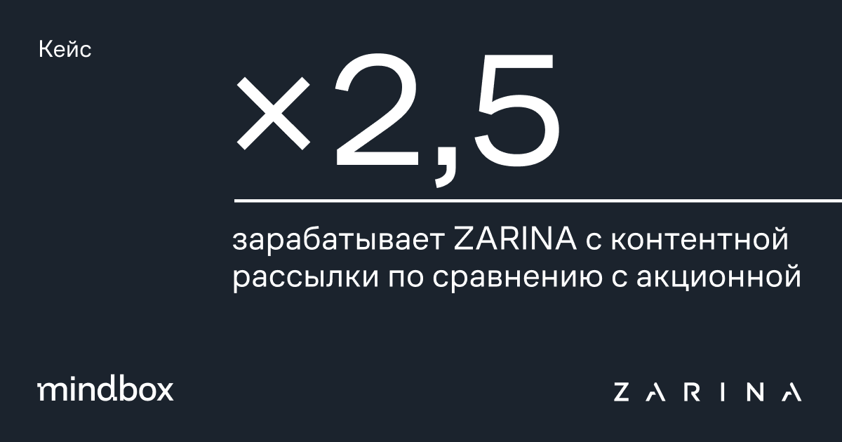 ZARINA зарабатывает с контентной рассылки в 2,5 раза больше, чем с акционной - Журнал Mindbox о ...